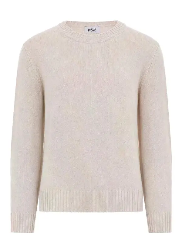 Alpha Studio Crew-neck Ribbed-trim Sweater - Neutrals