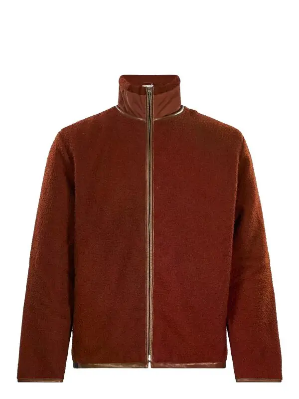 RANRA Leather-trim Fleece Coat - Brown