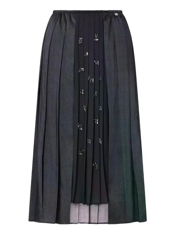 Liu Jo Pleated Skirt With Jewel Embroidery - Grey
