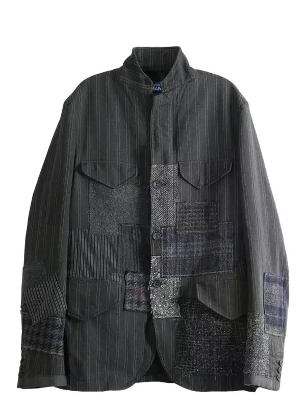 Junya Watanabe Patchwork Pinstripe-pattern Jacket - Grey