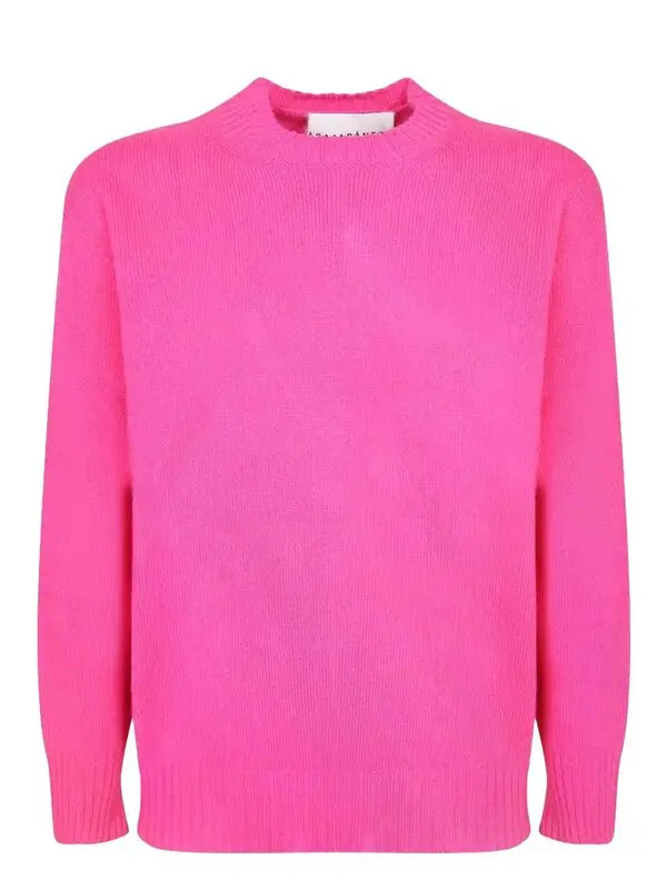 AMARANTO Crew-neck Ribbed-trim Sweater - Pink