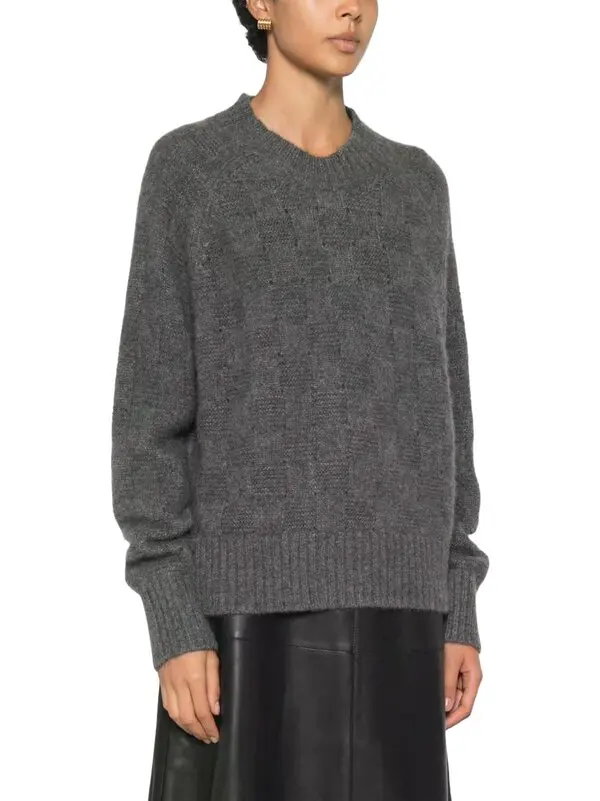 ALLUDE Basket-weave Raglan-sleeve Sweater - Grey