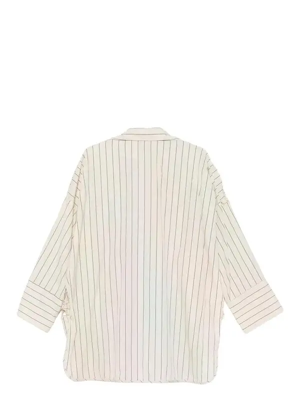 MAISON JEJIA Orlando Vertical-stripe Frayed-detail Shirt - Neutrals