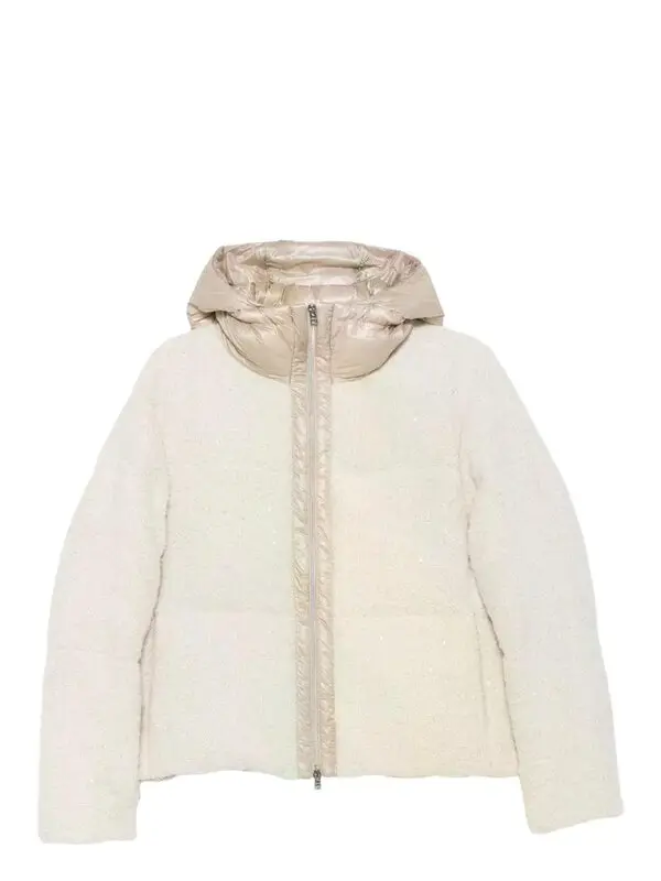 Herno Sequin-embellished Hooded Puffer Jacket - Neutrals