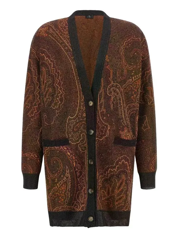 Etro Paisley Jacquard Cardigan - Brown