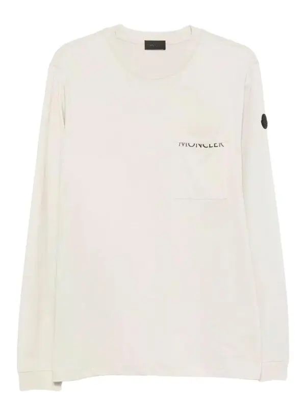 Moncler Logo-print Long-sleeves T-shirt - Neutrals