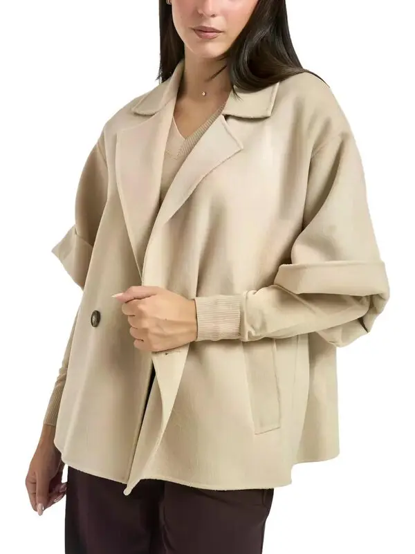 Max Mara Double-breasted Short-sleeve Coat - Neutrals