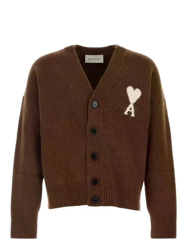 AMI Paris De Coeur Cardigan - Brown