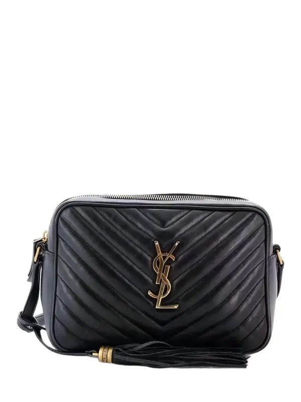 Saint Laurent Lou Camera Bag Matelasse Chevron Leather Small Crossbody Bag - Black
