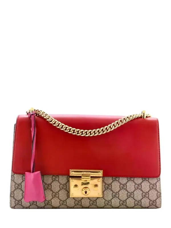 Gucci Padlock Gg Coated Canvas And Leather Medium Shoulder Bag - Red