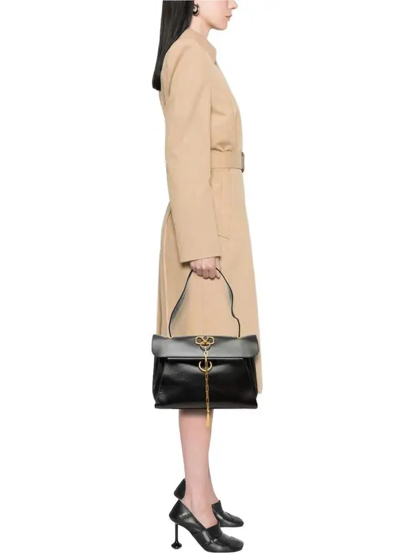 Valentino Garavani 2018-2026 Medium Smooth Calfskin Vring Top Handle Bag Satchel - Black