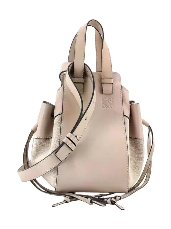 Loewe Hammock Bag Leather And Canvas Mini Crossbody Bag - Neutrals
