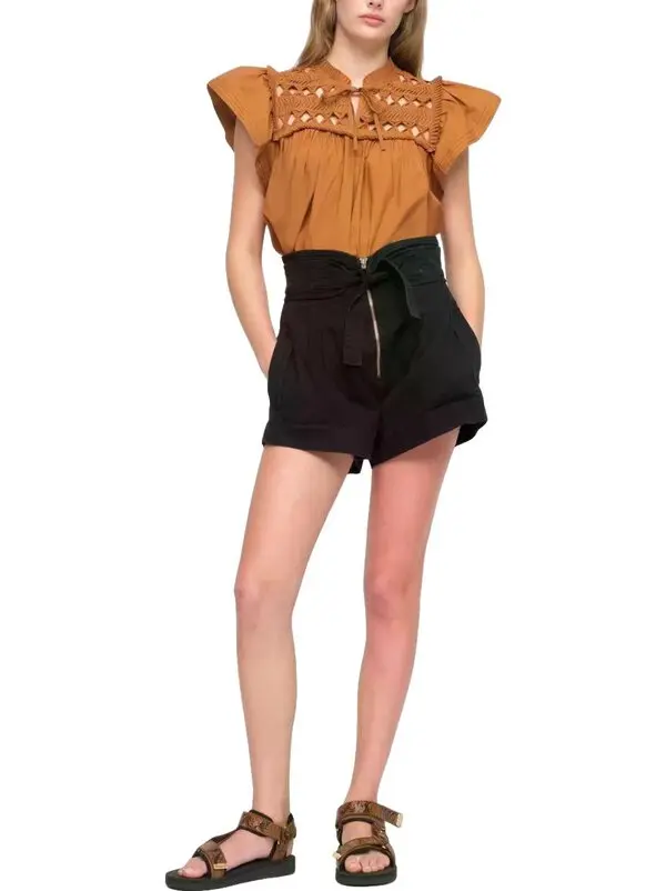 Sea Suri Belted Canvas Shorts - Black