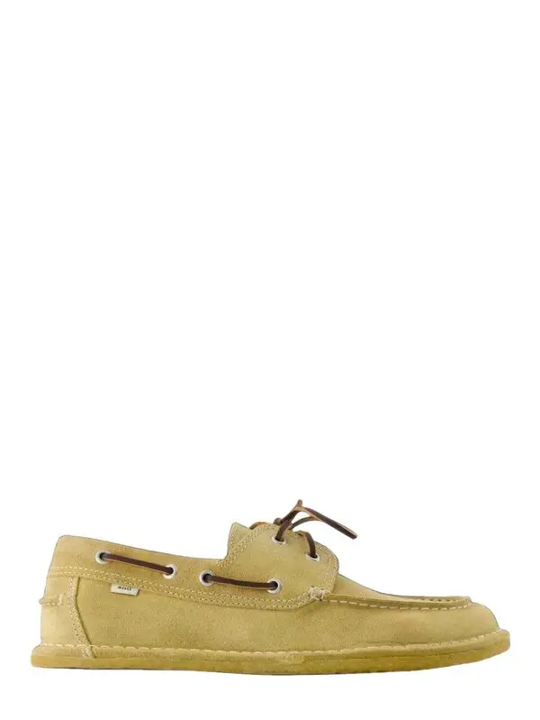 AMI Paris Beige Cow Leather Boat Shoes - Neutrals