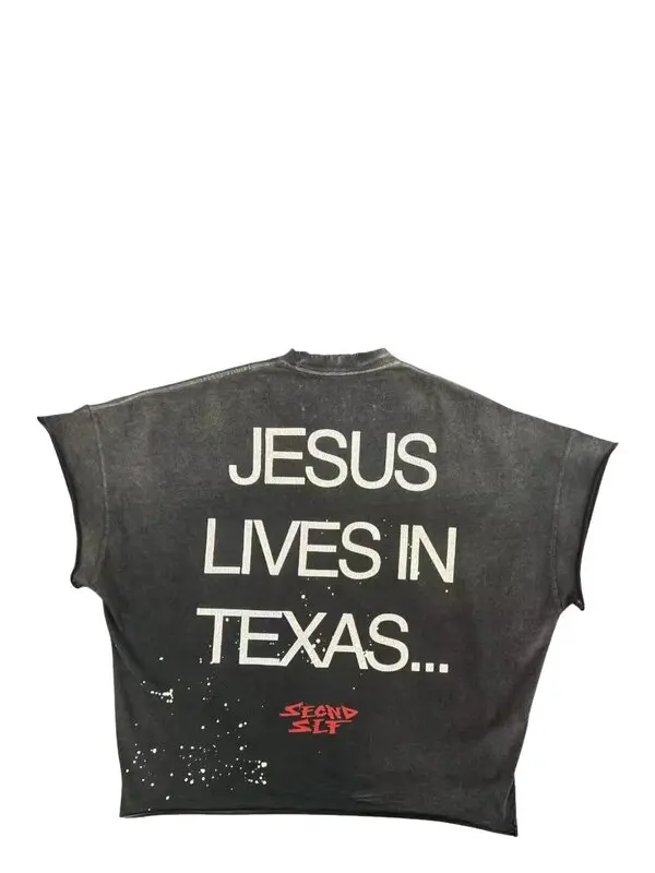SECND SLF Free Tequila Slogan-print Sleeveless T-shirt - Black