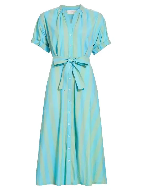Xirena Liora Striped Cotton-poplin Dress - Blue