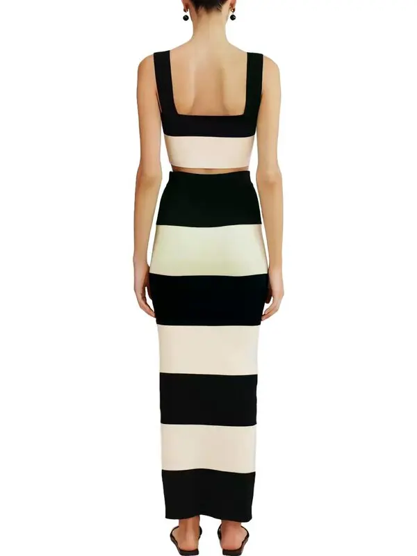 Posse Theo Striped Crop Top - Black