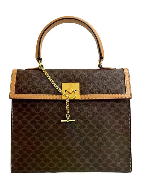Celine 2014 Macadam Coated Canvas Handbag - Brown