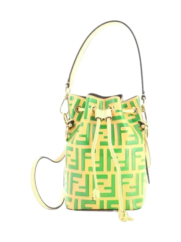 Fendi Mon Tresor Zucca Embossed Leather Mini Bucket Bag - Green