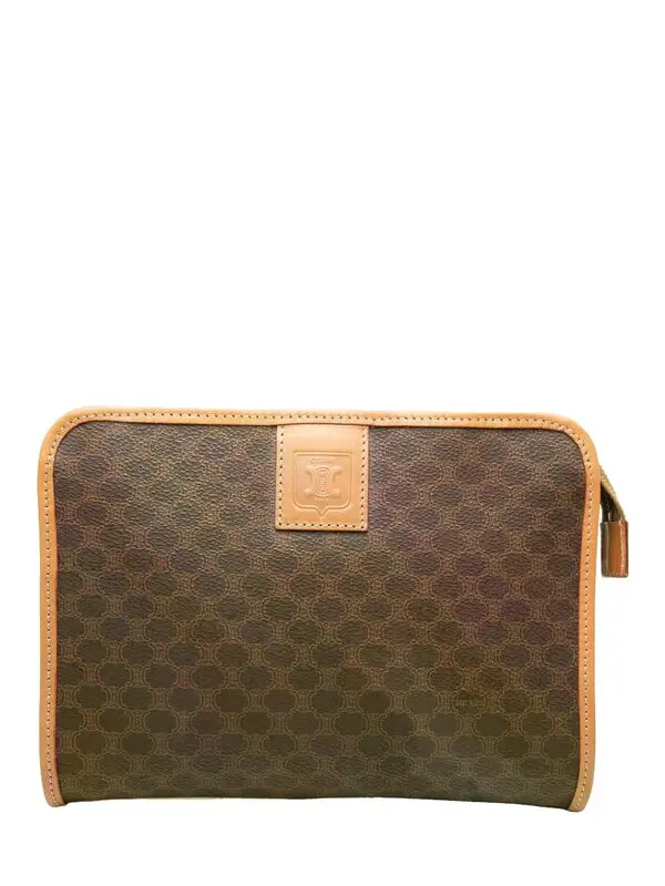 Celine 20th Century Macadam Coated Canvas Clutch Bag - Brown