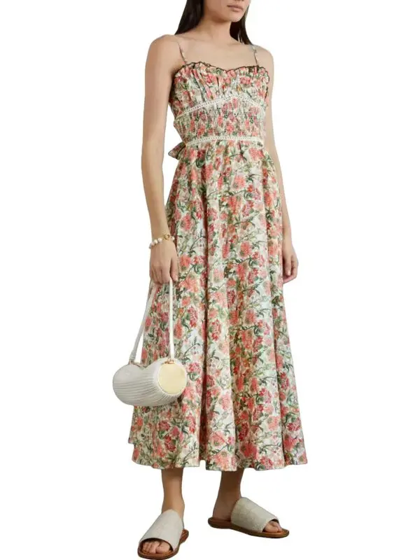 Lug Von Siga Melody Floral-print Midi Dress - Neutrals