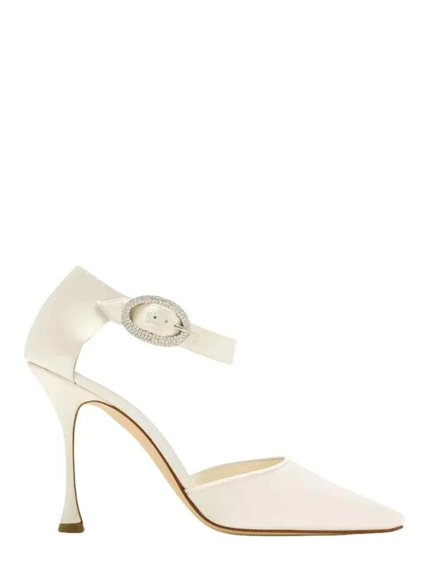 Manolo Blahnik Zutonplan Crystal-buckle Satin Pumps - Neutrals