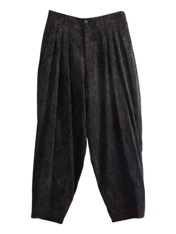 Yohji Yamamoto Pleated Corduroy Trousers - Black
