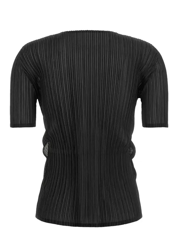 Issey Miyake Sheer Slit Pleats Short-sleeve T-shirt - Black