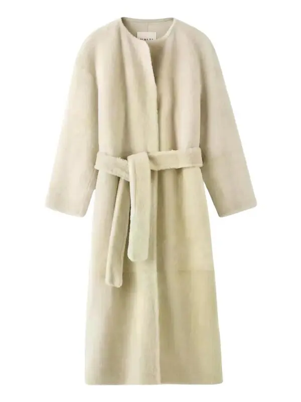 Almada Label Shea Belted Shearling Coat - Neutrals