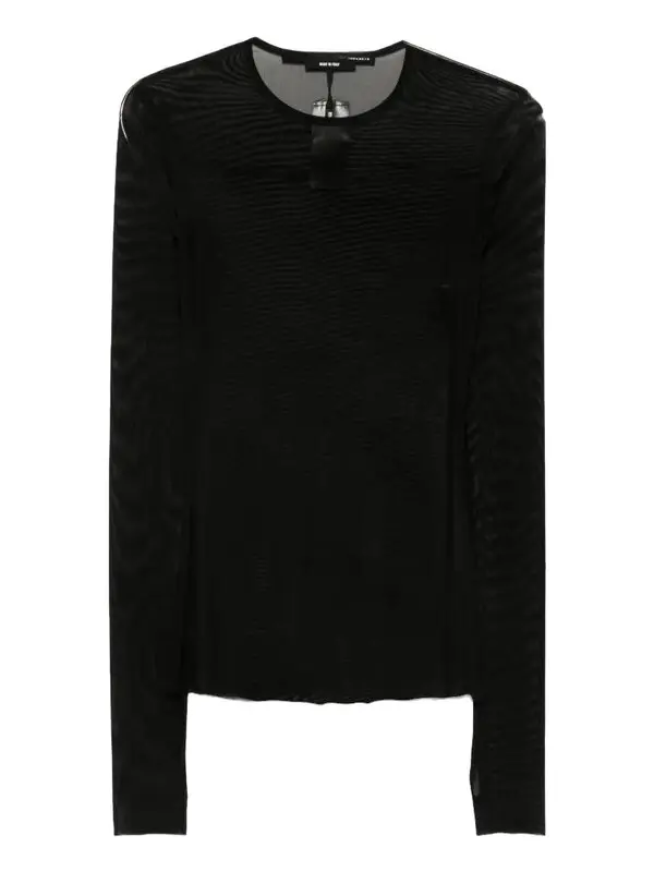 Isabel Benenato Semi-sheer Top - Black