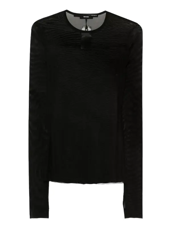 Isabel Benenato Semi-sheer Top - Black