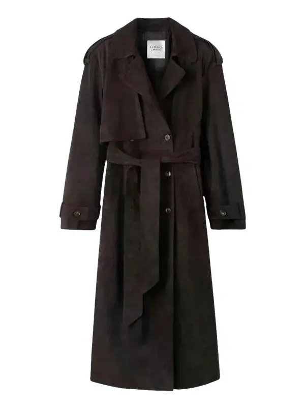 Almada Label Sienna Belted Suede Trench Coat - Brown