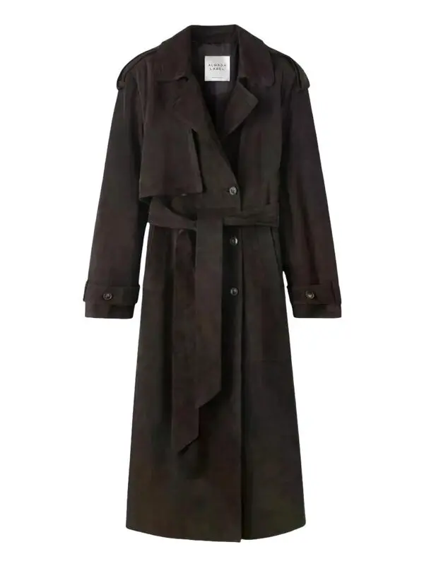 Almada Label Sienna Belted Suede Trench Coat - Brown