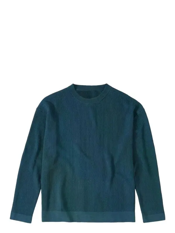 Closed Rib-knit Dropped-shoulder Sweater - Blue