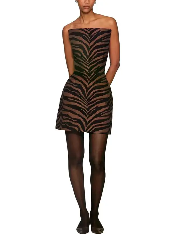 ET OCHS Odette Zebra-print Mini Dress - Brown
