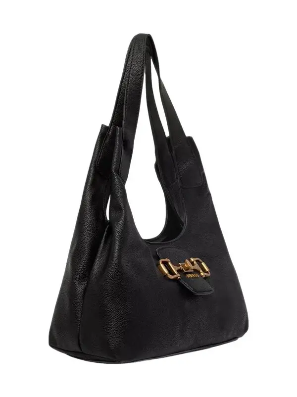 Guess Sunset Horsebit-detail Grained Shoulder Bag - Black