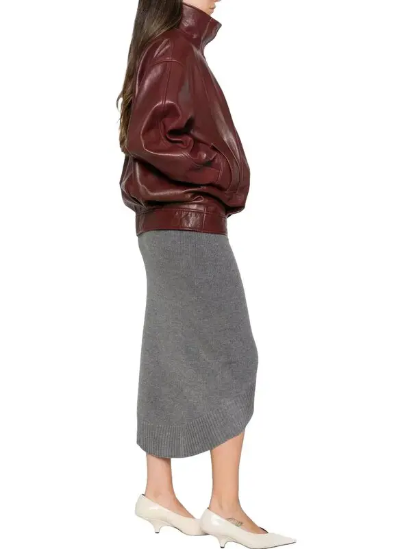 Victoria Beckham Ribbed Asymmetric Skirt - Grey