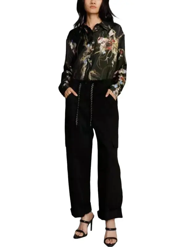 Munthe Aseia Floral-print Silk Shirt - Black