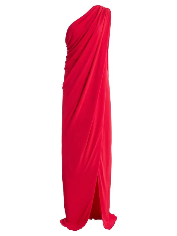 Monique Lhuillier One-shoulder Asymmetric Draped Gown - Red
