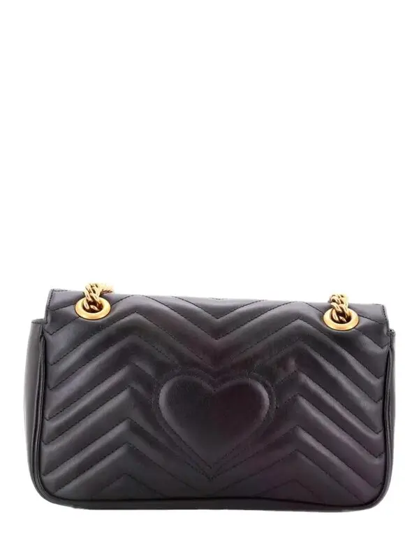 Gucci Gg Marmont Flap Bag Matelasse Leather Small Crossbody Bag - Black