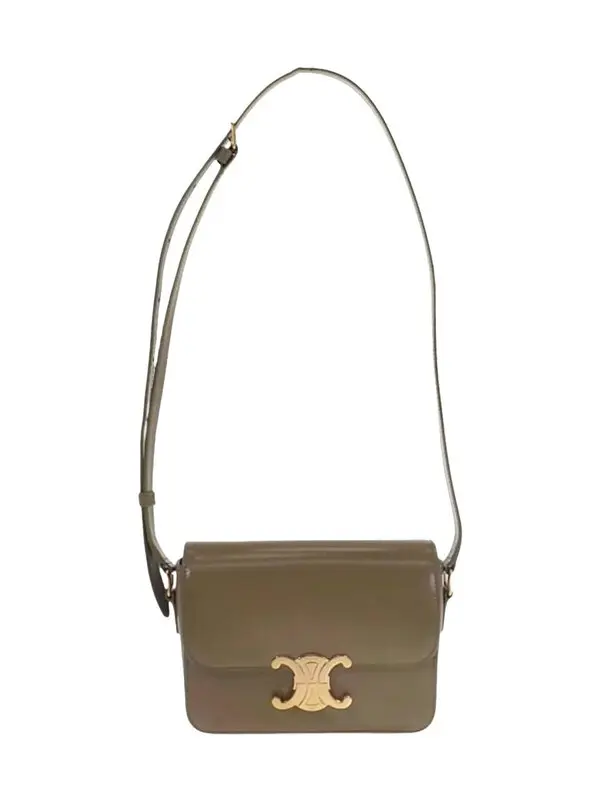 Celine 2019-2026 Teen Shiny Calfskin Triomphe Crossbody Bag - Brown
