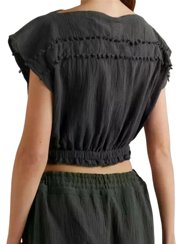 Caravana Kanalsin Frayed Cropped Top - Grey