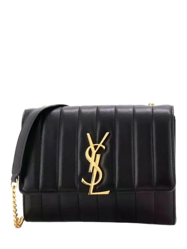 Saint Laurent Vicky Vertical Quilted Leather Medium Crossbody Bag - Black