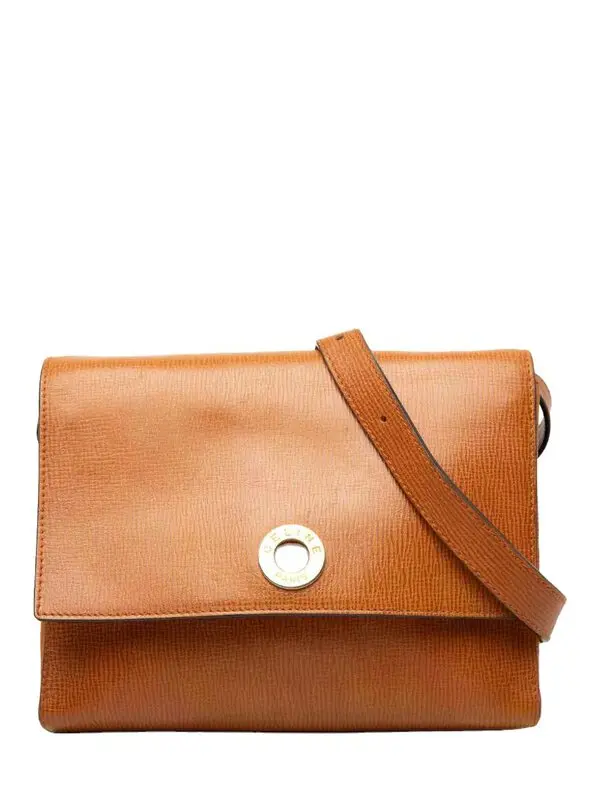 Celine 2009 Leather Ring Lock Crossbody Bag - Brown
