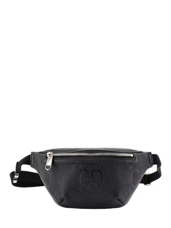 Gucci Jumbo Gg Embossed Leather Small Belt Bag - Black