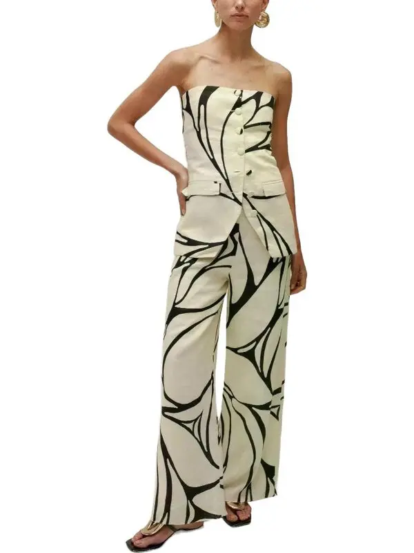 CALA DE LA CRUZ Noah Strapless Graphic-print Vest - Black
