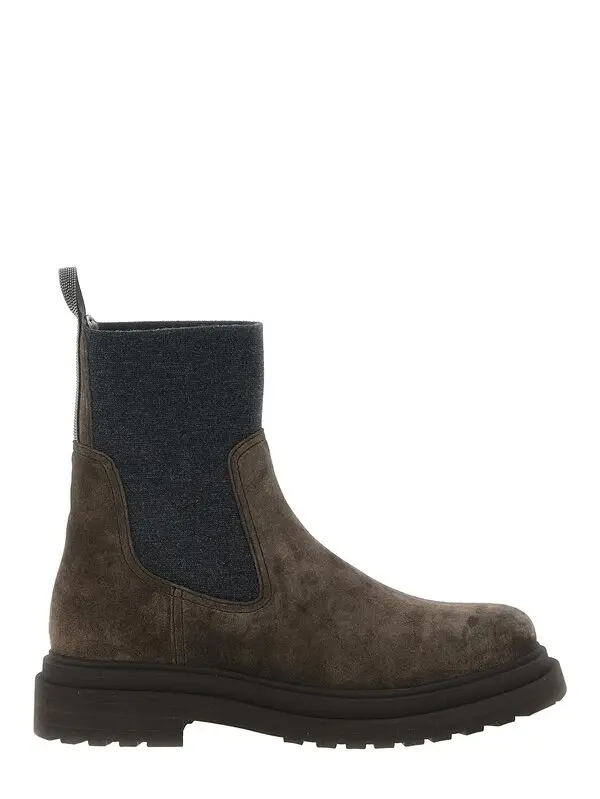 Brunello Cucinelli Precious Loop Detail' Ankle Boots - Brown