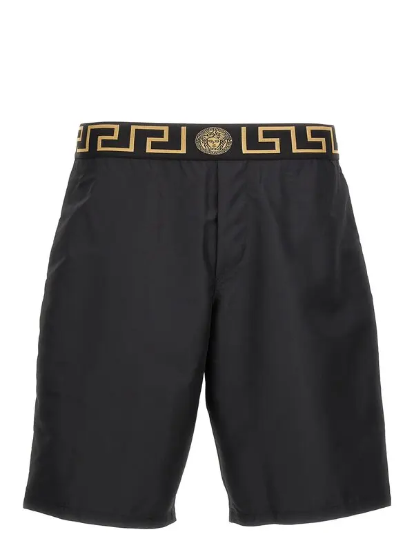 Versace Greca Border Swim Shorts - Black