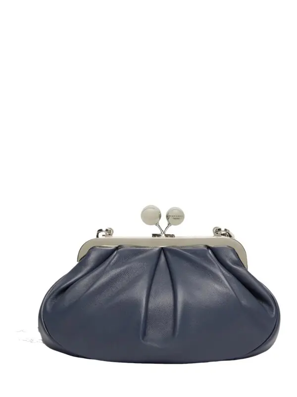 Max Mara Small Pasticcino Pleated Leather Shoulder Bag - Black
