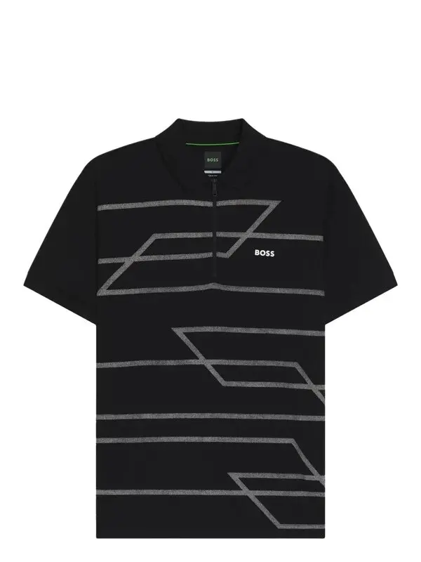 Hugo Boss Geometric-pattern Polo Shirt - Black